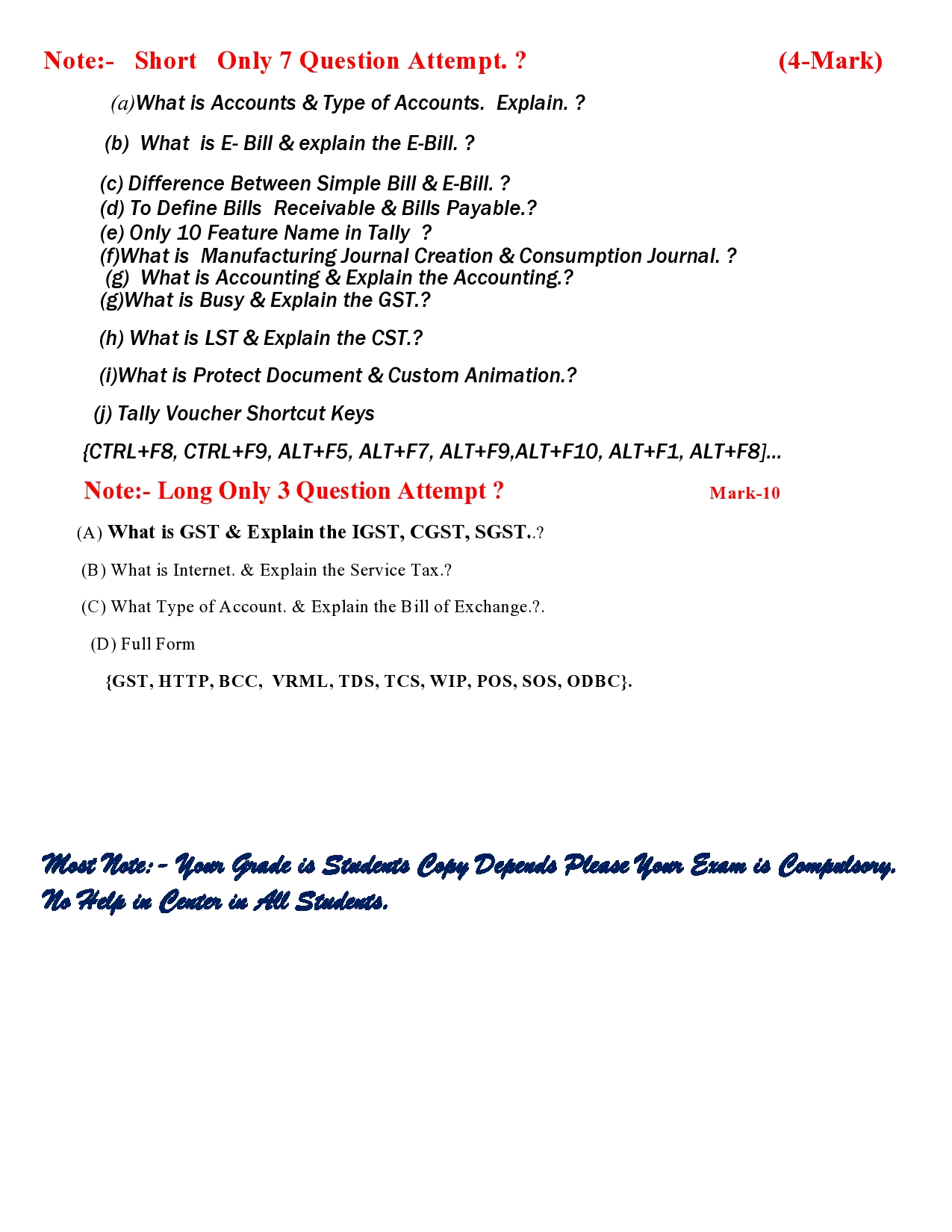 Sample Question Papers – MICT COMPUTER INSTITUTE NAGINA